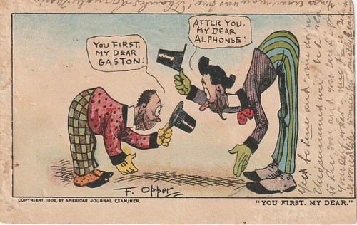Comic Type Postcard -- Gaston & Alphonse -- You First, My Dear - F ...