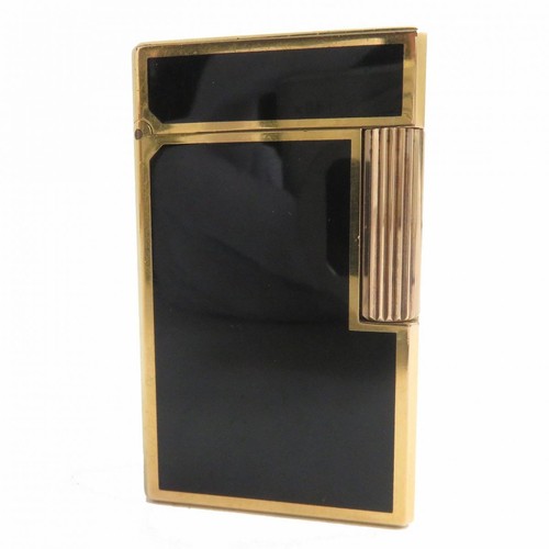 S.T. Dupont Line 1 Long Lacquer Roller Gas Lighter Black x Gold France ...