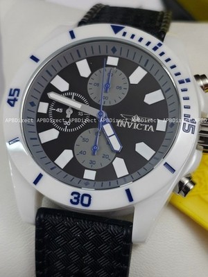 Invicta - CERAMIC White Case / Black Strap & Dial Chronograph 1/10th ...
