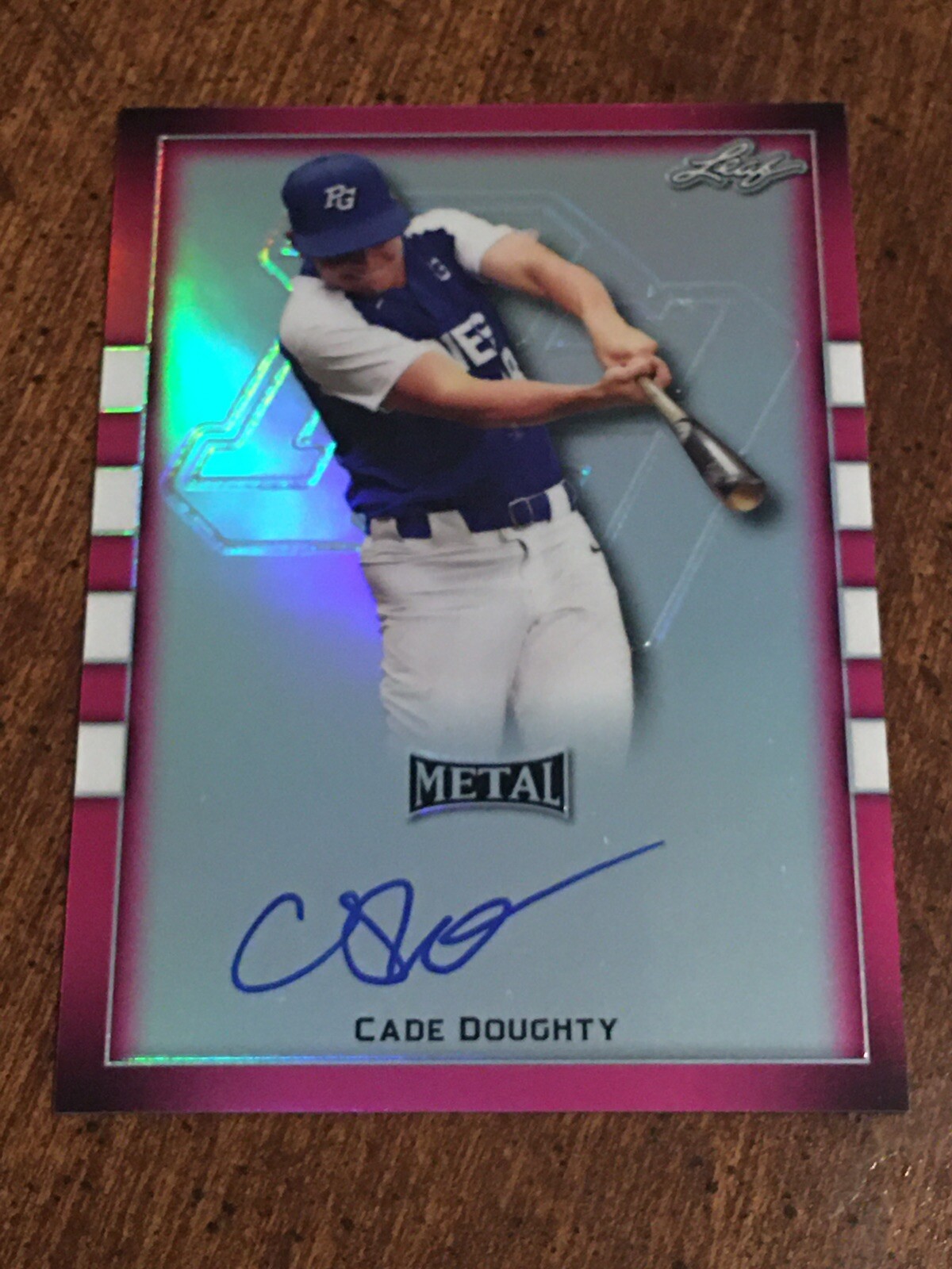 CADE DOUGHTY 2018 LEAF PERFECT GAME METAL PINK AUTOGRAPH #1/20 L.S.U ...