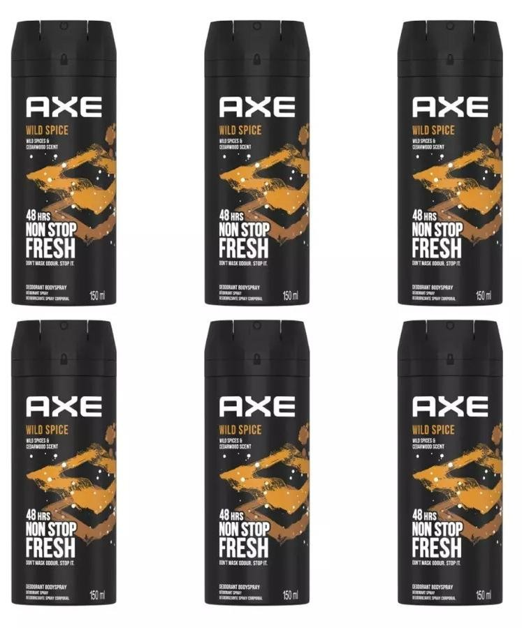 6 x Axe ( Lynx) Deodorant Body Spray 150ml Black Apollo Ice Excite ...