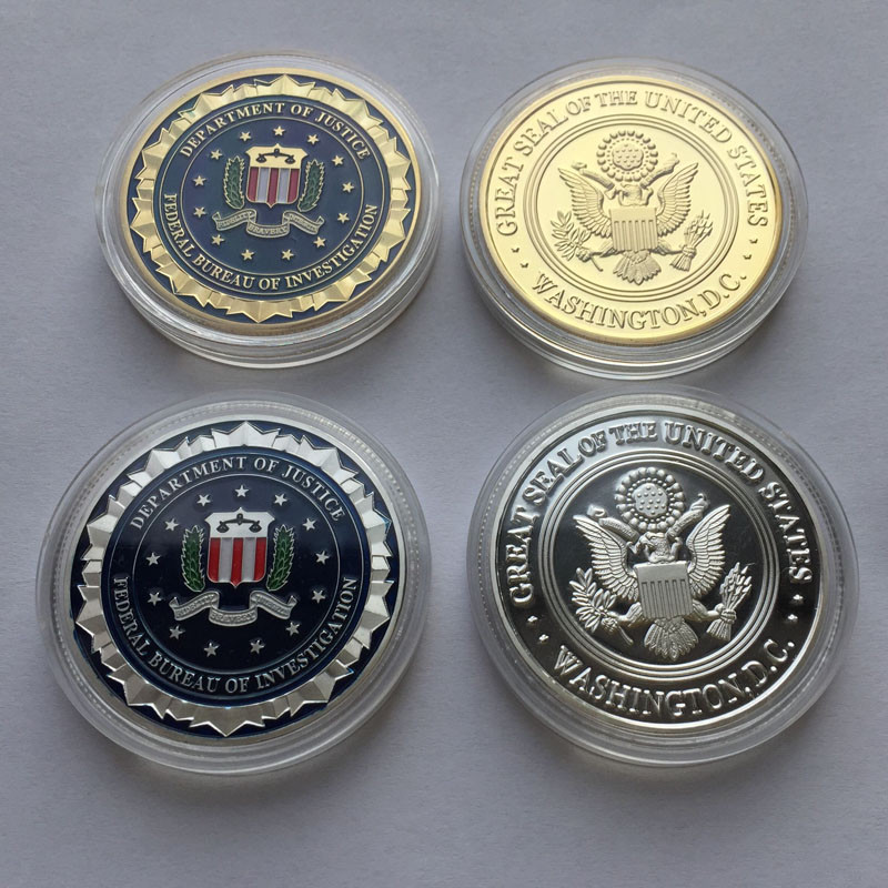 2x US Federal Bureau of Investigation FBI Challenge coin Silver Gold ...