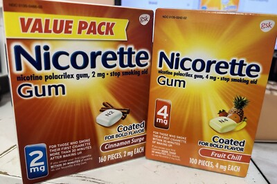 Nicorette Nicotine Gum 2mg Cinnamon 160 Pieces EXP 2027/Fruit Chill 4m ...