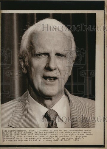 1974 Photo White House Counsel Philip Buchen On Watergate Pardons 8X11 ...