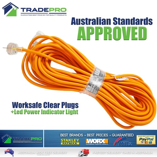 Extension Lead 25M Power Electric Cable Cord 10A 25Mtr with Light AUST ...