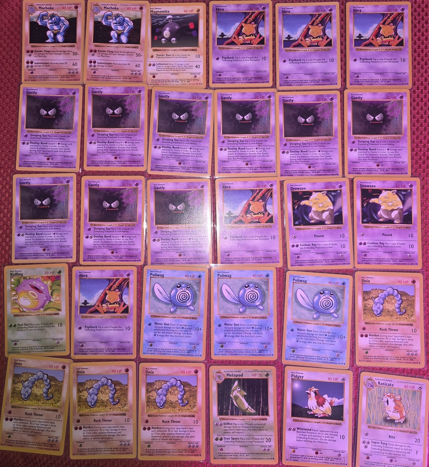 50 CARDS Base Set SHADOWLESS Pokemon Card Lot 1999 WOTC Vintage LP-MP ...
