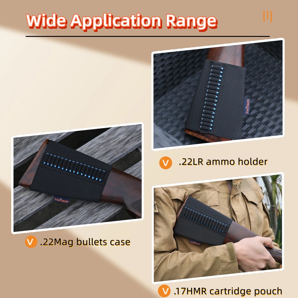 Tourbon 10/22 Ruger Rifle .22LR,22mag Shell Holder Gun Butt Cover Ammo ...