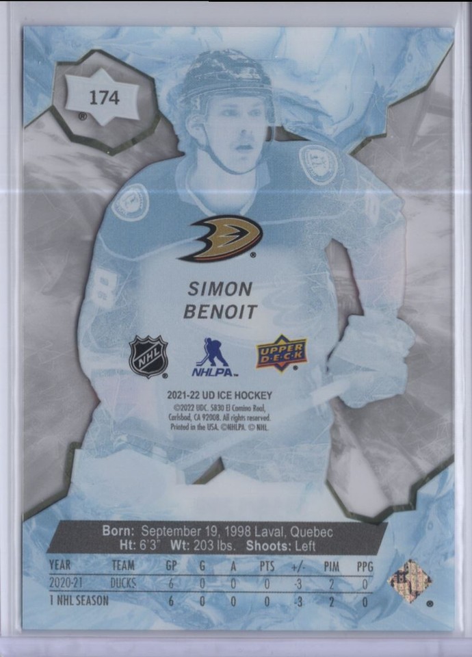 2021-22 SIMON BENOIT UPPER DECK ICE ICE PREMIERES ROOKIE 1118/1299 | eBay