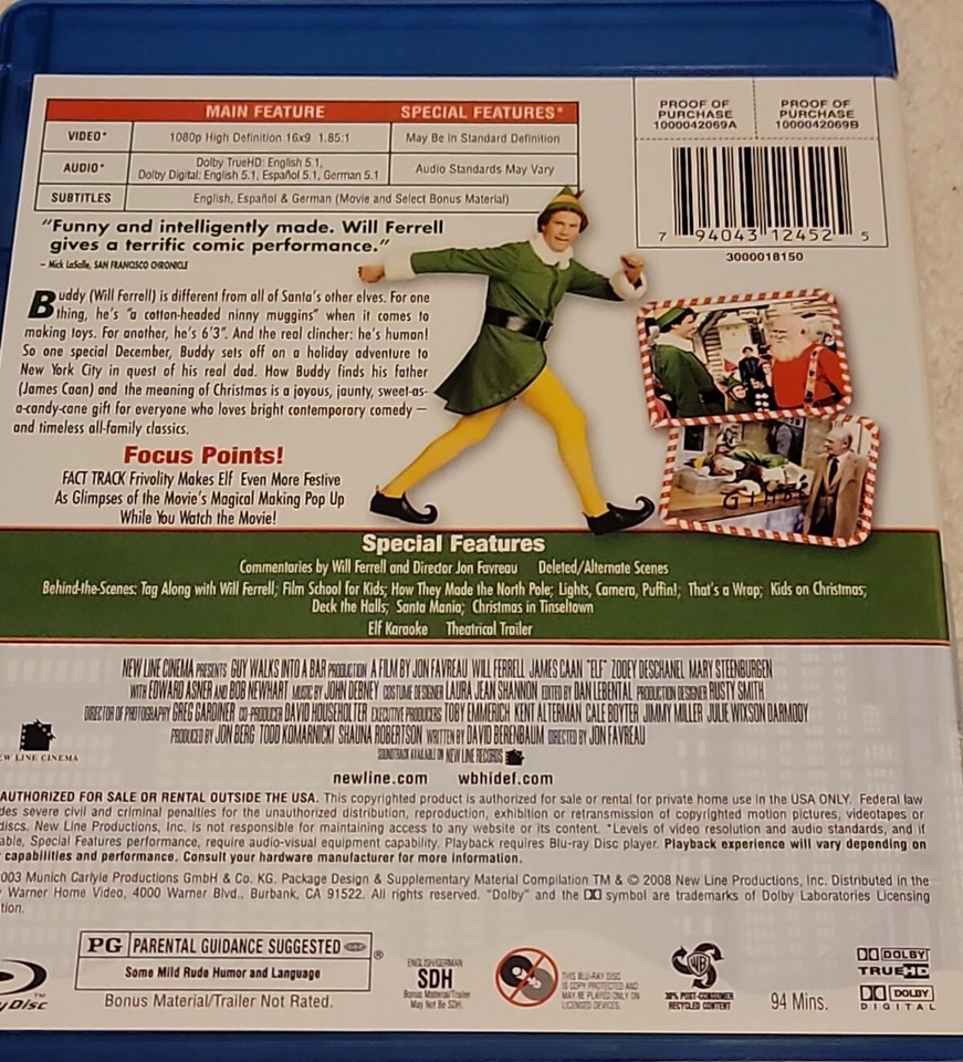 ELF Blu-ray WILL FERRELL 794043123467| eBay