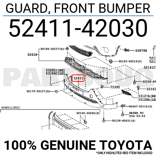 5241142030 Genuine Toyota GUARD, FRONT BUMPER 52411-42030 | eBay