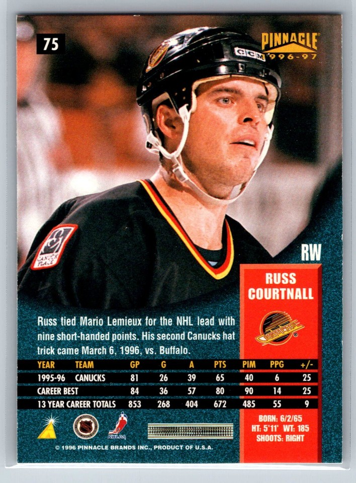 1996-97 Pinnacle Russ Courtnall Vancouver Canucks #75 | eBay