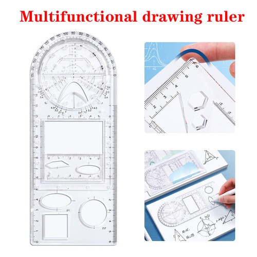 Multifunctional Ruler Geometric Drawing Template Measuring Drafting ...