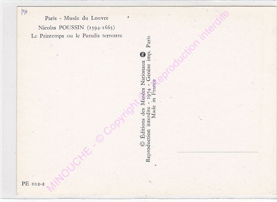 Postcard Art Painting Nicolas Poussin The Spring or The Earthly ...