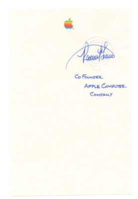 Ronald Wayne Signed Apple Stationery / Co Founder Apple Computer ...
