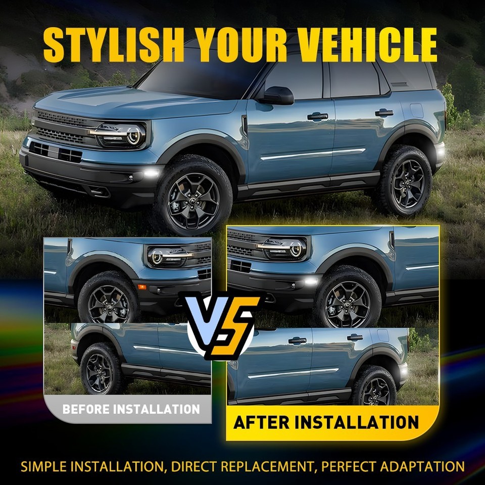 Fit For 2021-2024 Ford Bronco Sport Smoked Front or Rear LED Side ...