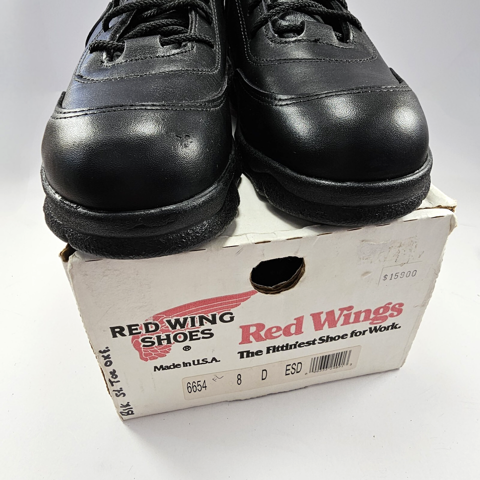 NOS Red Wing Size 8D 6654 Black Oxford Steel Safety Toe Work Shoe USA ...