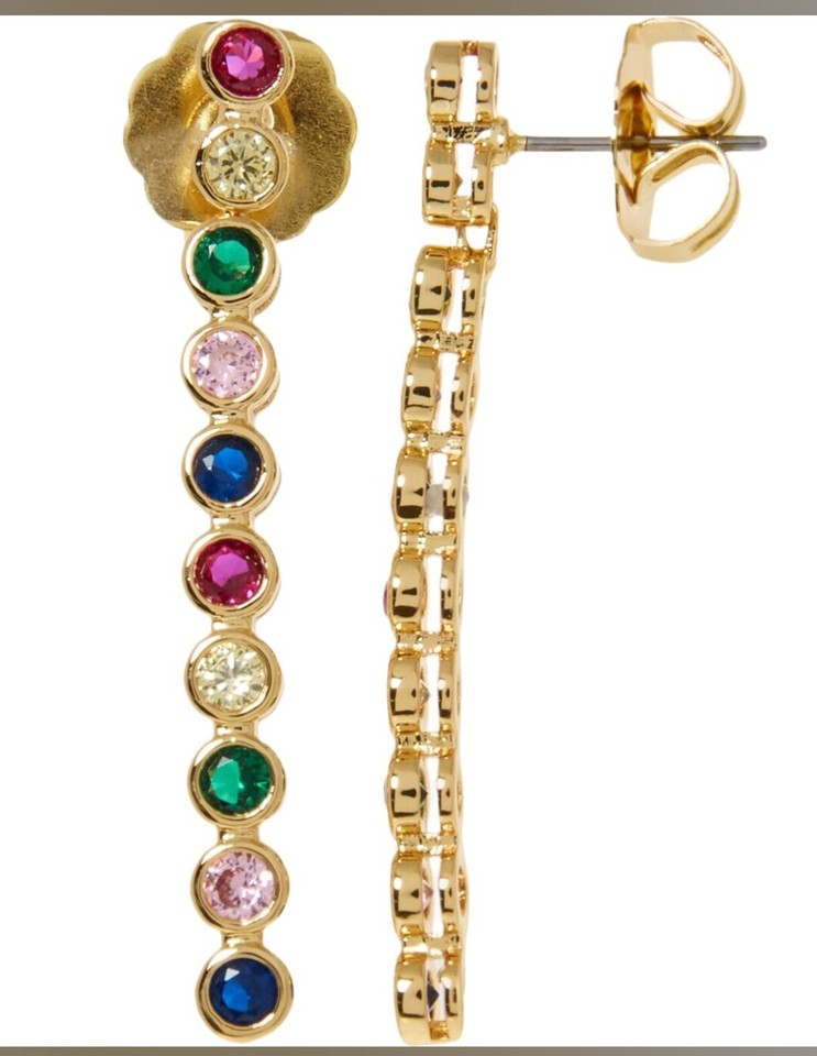 Meme “Rainbow Pop” 18ct Gold Plated Cubic Zirconium Drop Earrings - £ ...