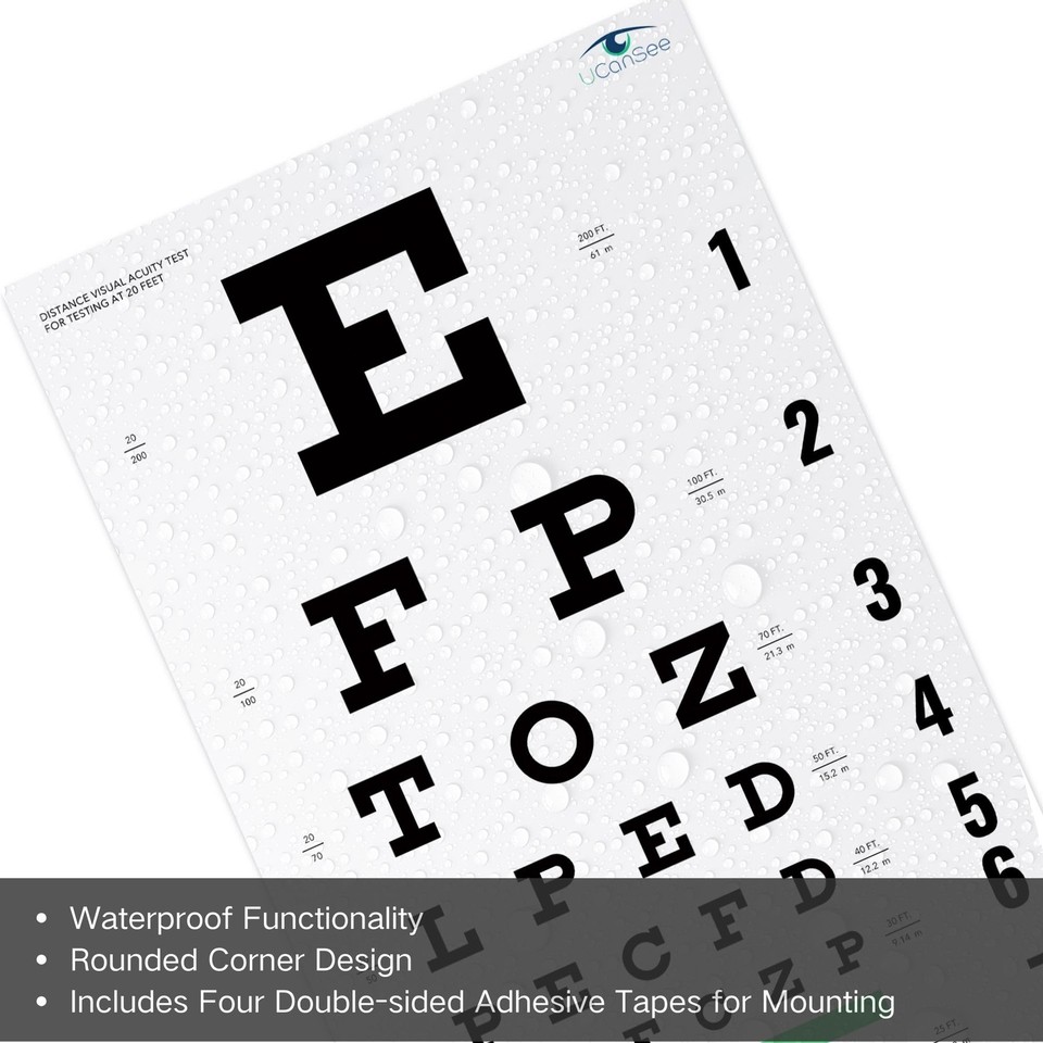UCanSee Snellen Eye Chart Visual Acuity Chart for Eye Exams 20 Feet | eBay