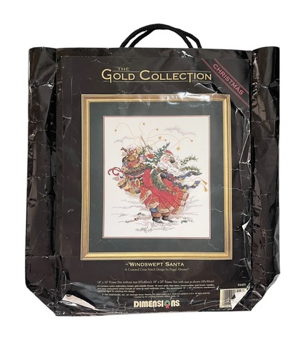 Dimensions Windswept Santa Gold Collection 8449 Counted Cross Stitch ...