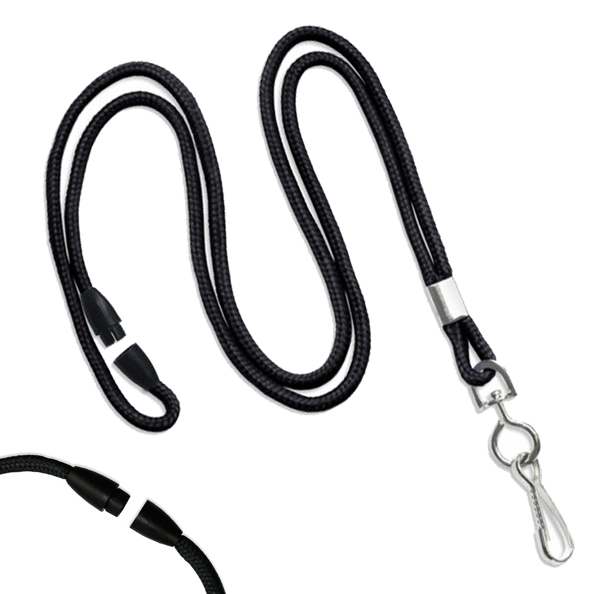 Round Breakaway Lanyard with Swivel Hook - Thin Neck Cord for ID Badge ...