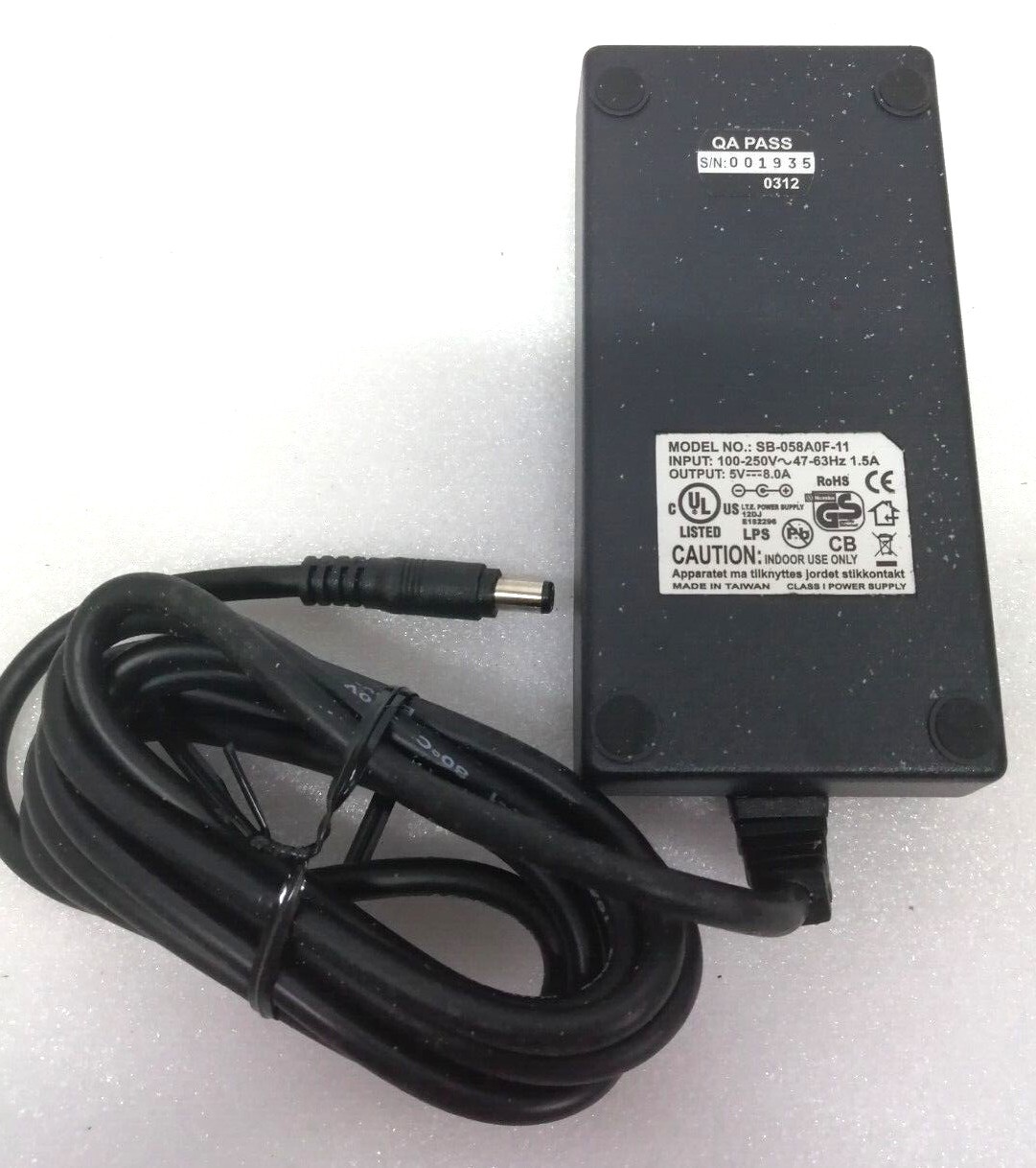 SUNPOWER ADAPTER SB-058A0F-11 INPUT 100-250V 47-63Hz 1.5A POWER ADAPTER ...