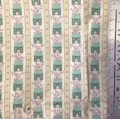 Vintage Country Cottage Stripe Chintz Polished Cotton Fabric By the ...