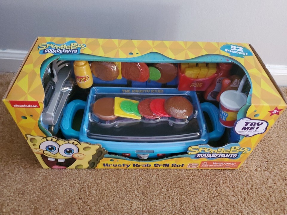SpongeBob SquarePants Krusty Krab Grill Set Sizzle Sound 32 Pcs New ...