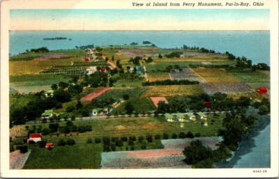 Postcard Aerial View of Island from Perry Monument Put In Bay Ohio OH ...