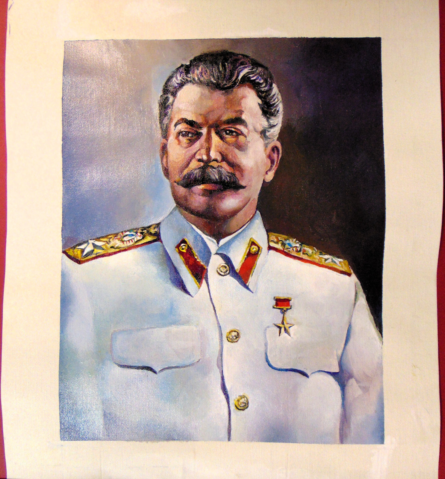 Soviet Marshal Stalin Portrait Modern Ukrainian Print 14x17” Like Oil ...