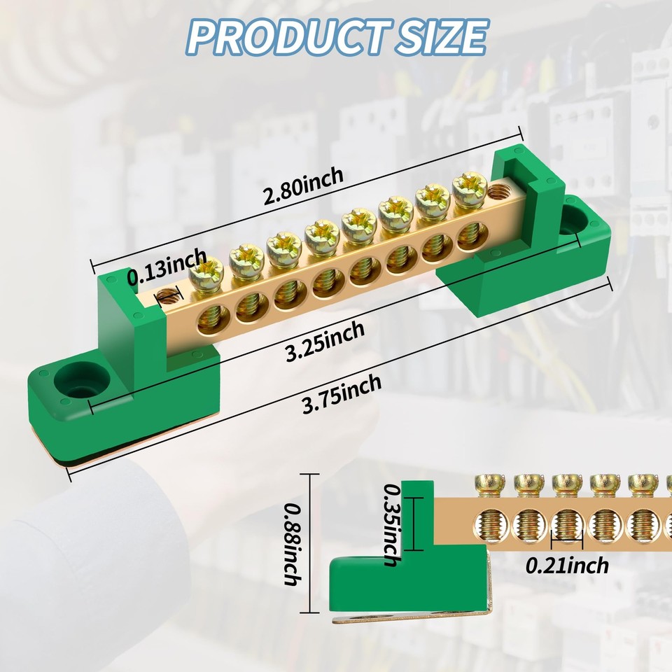 4 Pack 8 Position Grounding Bus Bar Terminal Block, Electrical Ground ...