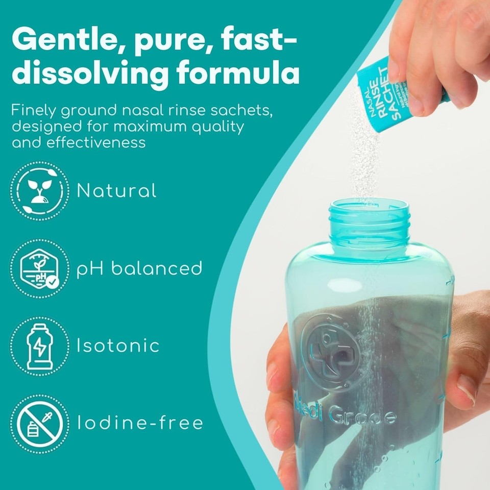 Medi Grade Saline Nasal Rinse Salt Sachets for Nasal Irrigation 50 ...