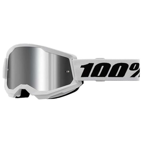 100% STRATA 2 Goggles Motocross/MTB Goggles White Mirror Silver | eBay