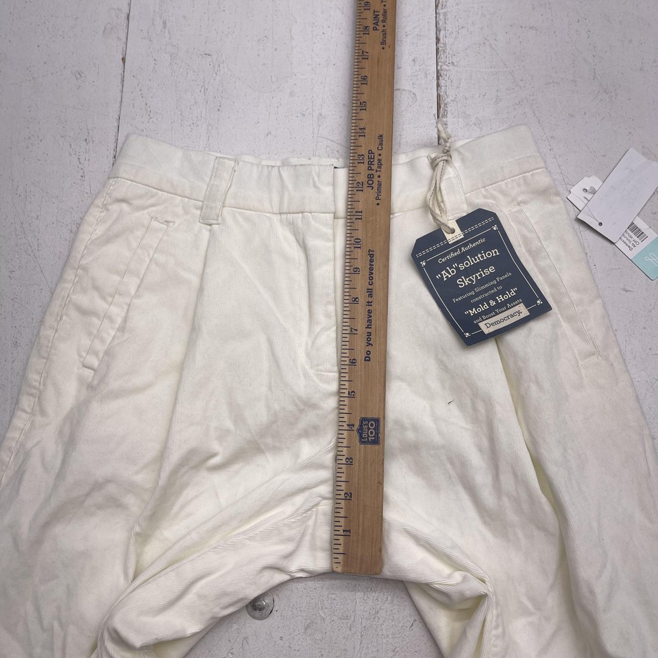 Democracy Pants Womens 6 White Corduroy Wide Leg Cuffed Ab Solution ...