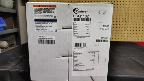 A.O. Smith #USQ1102 Pump Motor Square Flange 1 HP 115/230V 7.6/15.3A ...