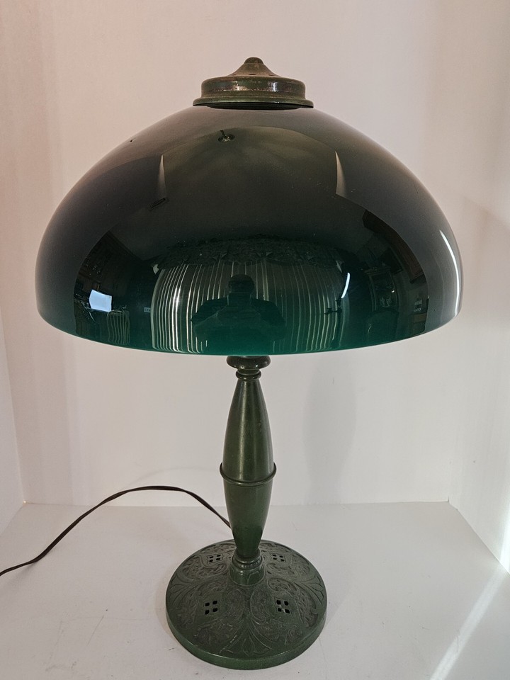 Antique Working 1916 PITTSBURGH LAMP, BRASS & GLASS CO. Green Glass ...