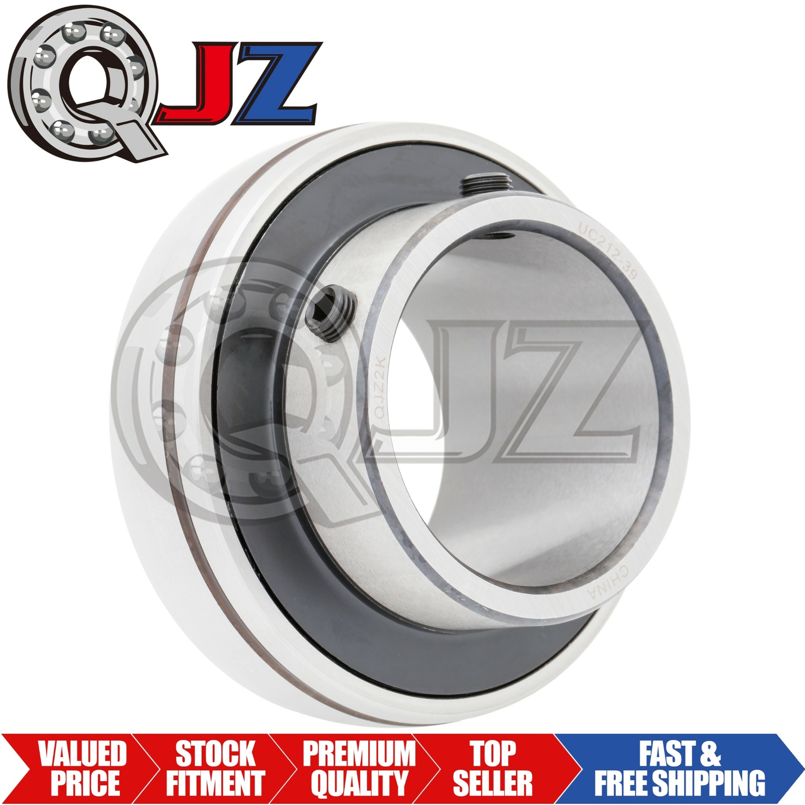 [1-Pack] UC212-39 Insert Bearing w/ Set Screw Locking [2.4375" Bore x 4 ...