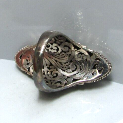SARDA Sterling Silver Mother of Pearl Inlay Leaf Filigree Design Ring ...