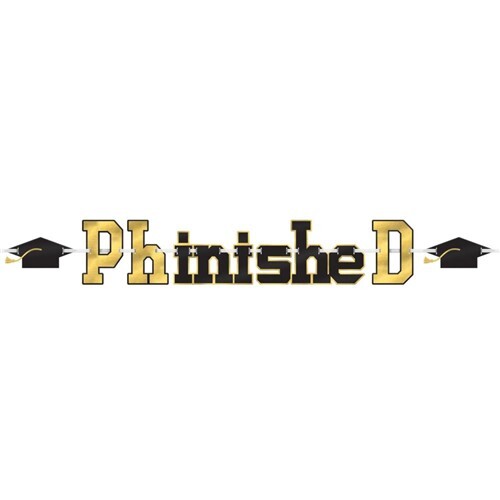 College Graduation Finally PHinisheD Ribbon Letter Banner 12' x 8 ...