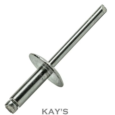 LARGE FLANGE POP RIVETS STAINLESS STEEL DOME HEAD OPEN END 3.2mmØ 4 ...