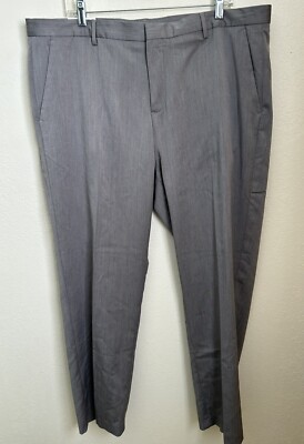 Calvin Klein Men’s Straight-Fit Gray Pinstriped Pants Size 40W X 30L ...