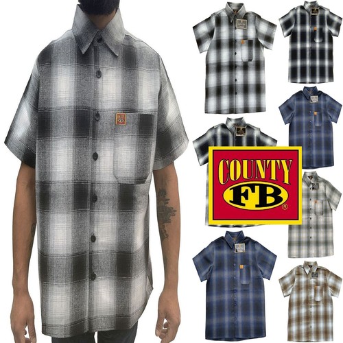 FB County Short Sleeve Plaid Checker Flannel Shirt | eBay
