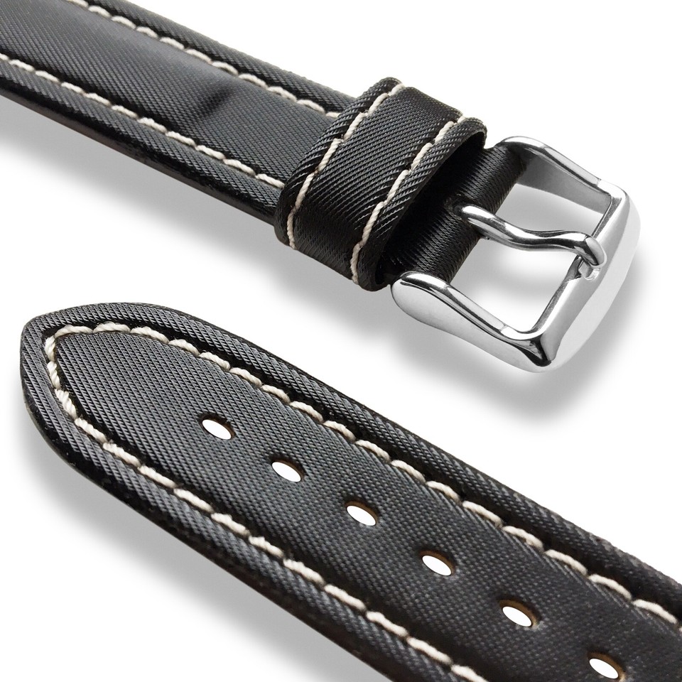 20mm Black Waterproof Leather Watch Band Strap German Made | eBay