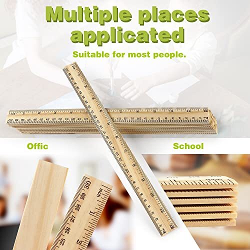 3 Pack Wooden Ruler 12 Inch Rulers Bulk Wood Measuring Ruler for ...
