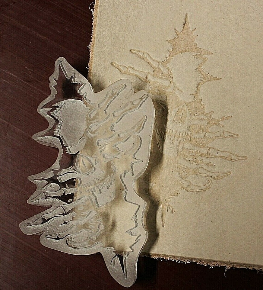 ACRYLIC Leather Embossing Stamp - PEEKING SKULL - For Veg Tanned ...