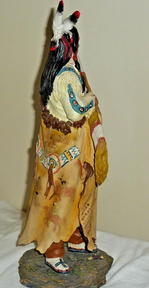 Native American Indian Warrior W Buffalo Robe Resin Composite Sculpture ...