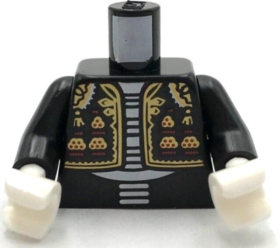 Lego New Black Minifig Torso Suit Jacket Bolero Elaborate Gold Trim ...