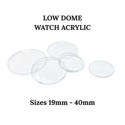 LOW DOME WATCH CRYSTALS Acrylic Plastic Replacement Crystal Glass 19mm ...