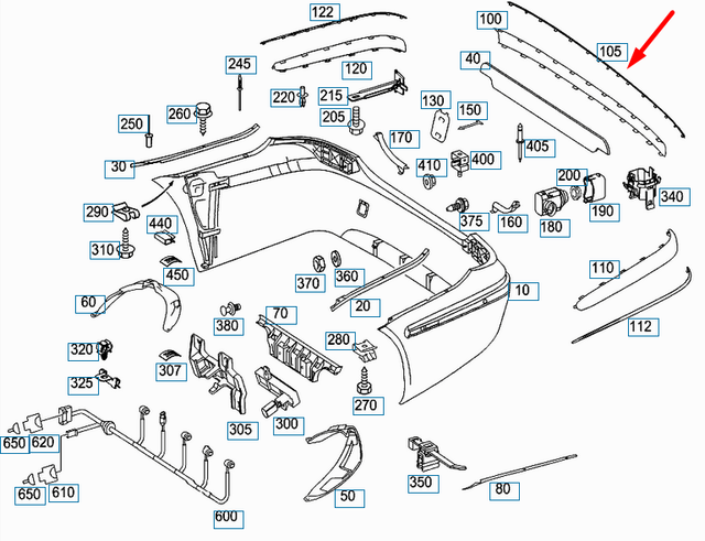 Mercedes-Benz E-class W211 Rear Bumper Molding Chrome A2118850221 OEM ...