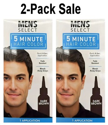 2- Pack Lot Men's Select 5 Minute Hair Color Dye Dark Brown Gel ...