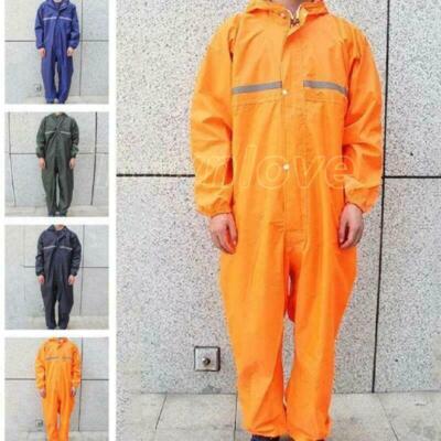 Mens Rain Suit Overalls Waterproof Raincoat Full Body Jumpsuit Rainwear ...